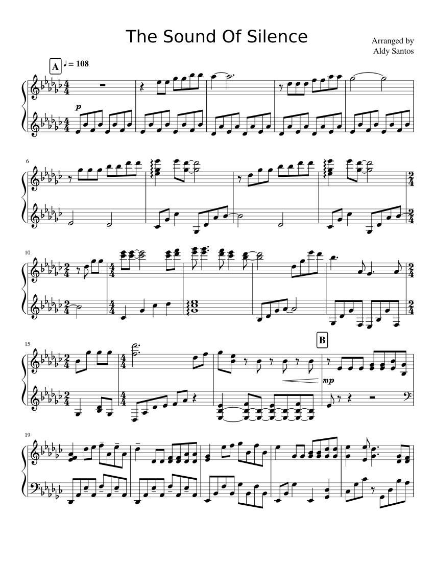 [UNORIGINAL] The Sound Of Silence Sheet music for Piano | Download free ...