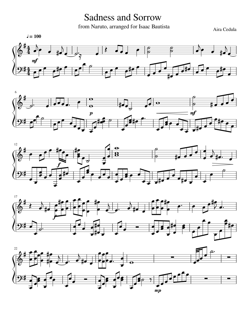 Sadness and Sorrow Sheet music for Piano (Solo) | Musescore.com