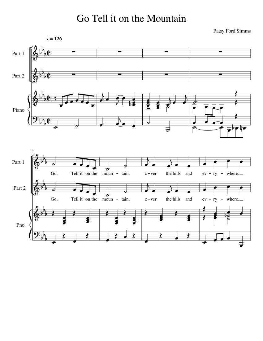 Go Tell It on the Mountain Duet part 2 Sheet music for Piano (Mixed ...