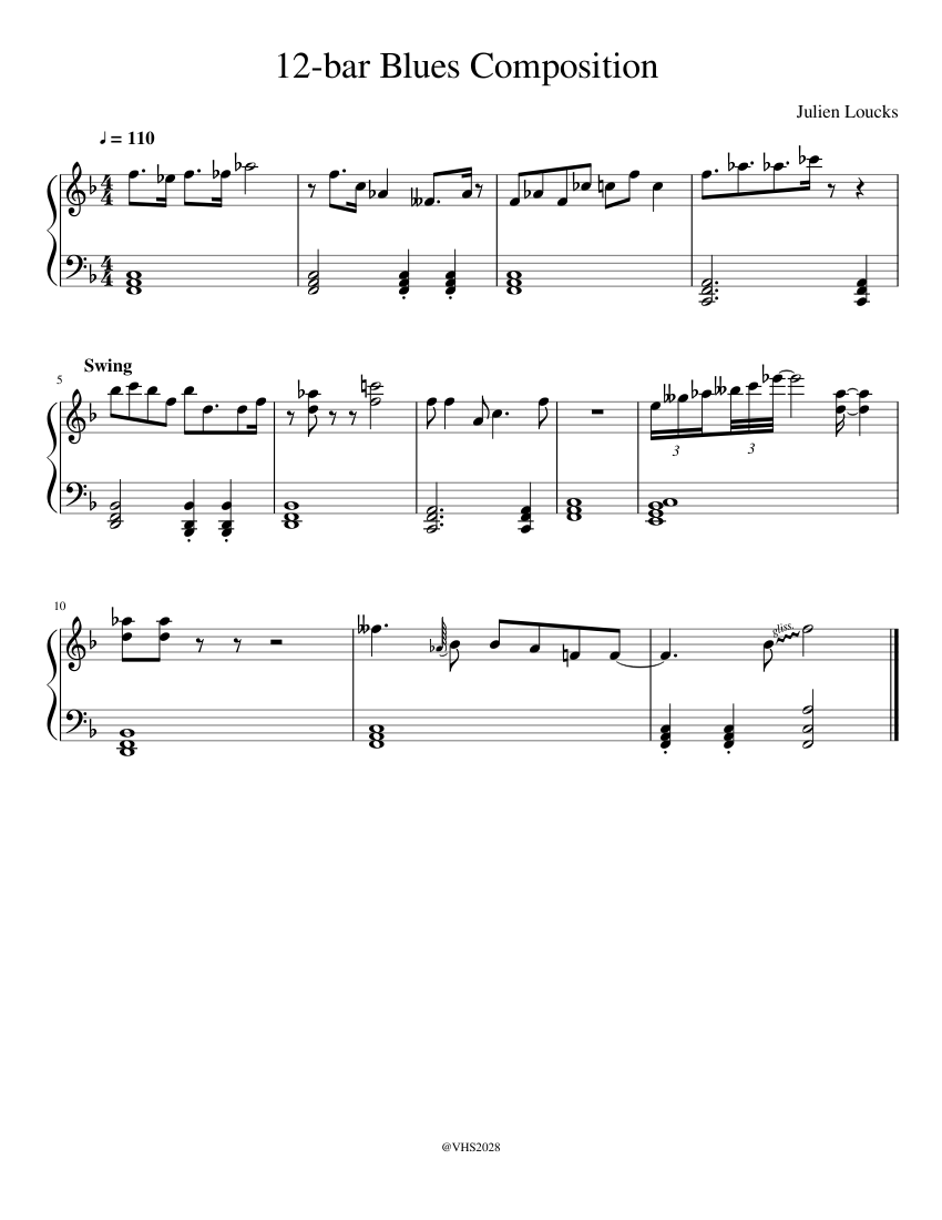 12-bar Blues Composition sheet music for Piano download free in PDF or MIDI