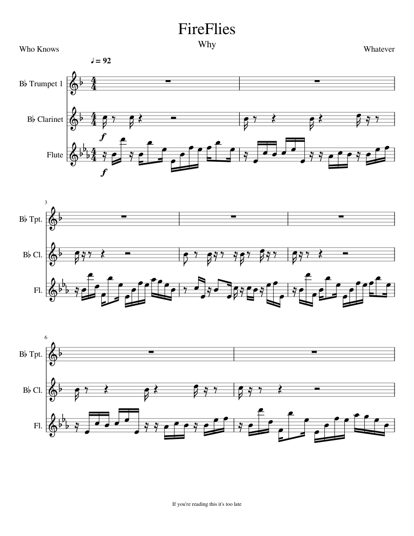Fireflies Sheet music for Clarinet, Flute, Trumpet | Download free in ...