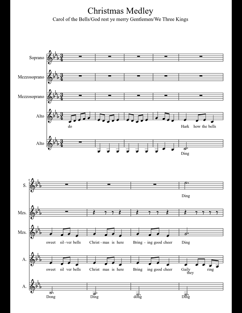 Christmas Medley with words sheet music download free in PDF or MIDI
