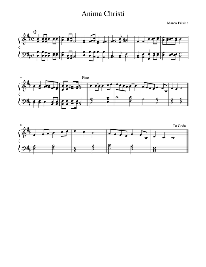 Anima Christi Sheet music for Piano | Download free in PDF or MIDI ...