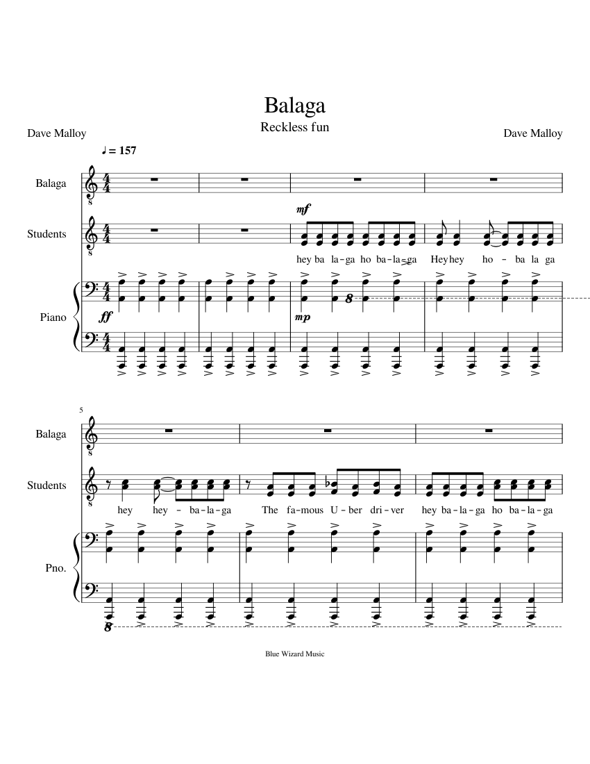 Balaga Sheet music for Piano, Oboe (Mixed Trio) | Musescore.com