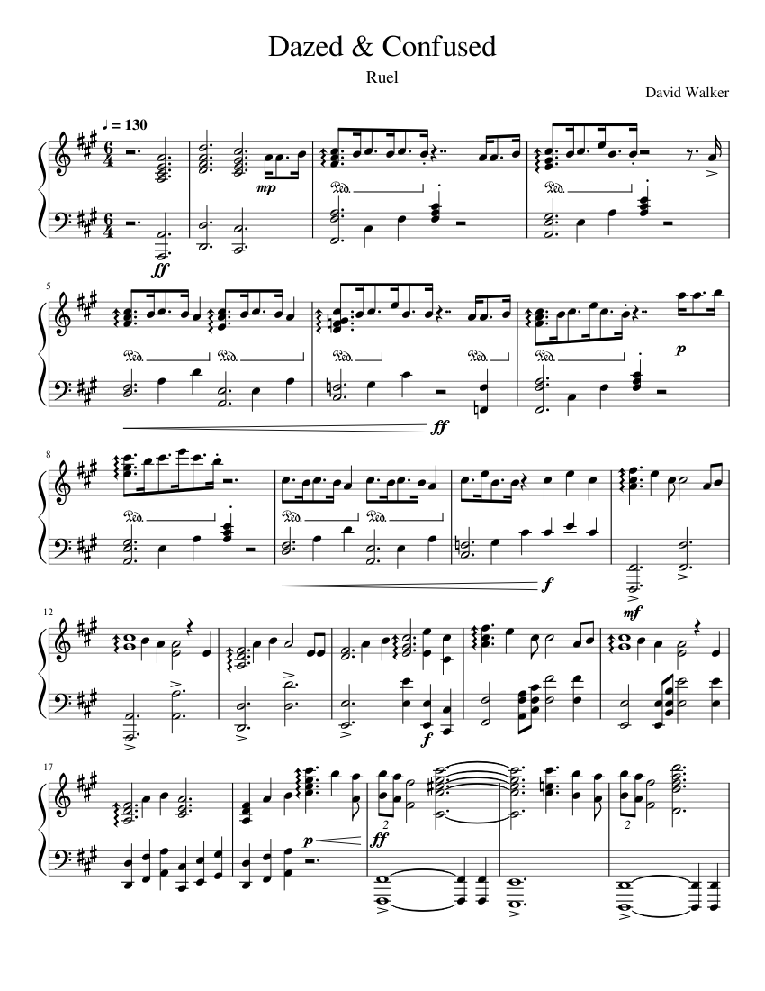 Dazed Confused by Ruel Sheet music for Piano | Download free in PDF or ...
