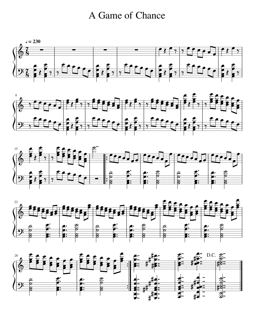 A Game of Chance Roll the Dice Sheet music for Piano (Solo) | Musescore.com