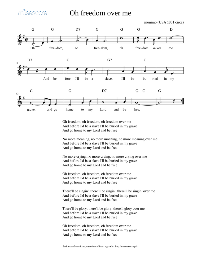 Oh freedom Sheet music | Musescore.com