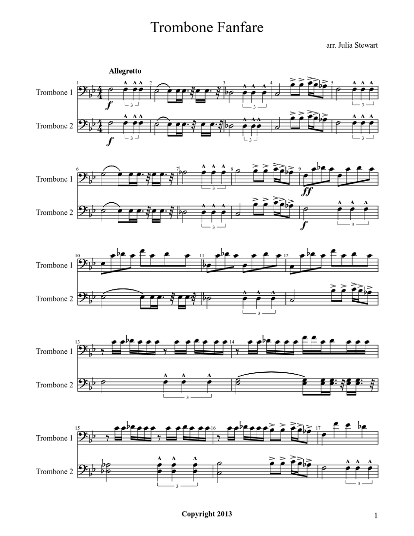 Trombone Fanfare Sheet music | Download free in PDF or MIDI | Musescore.com