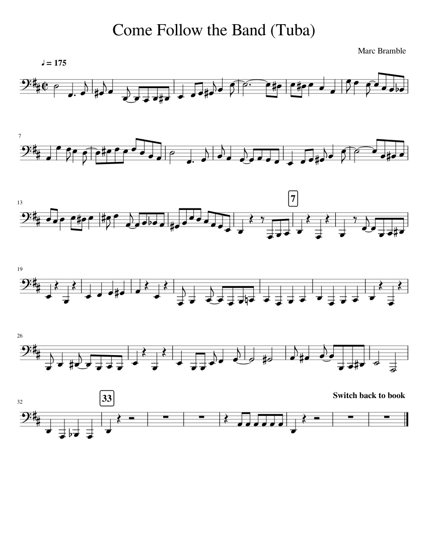 Come Follow the Band Tuba Sheet music for Tuba (Solo) | Musescore.com