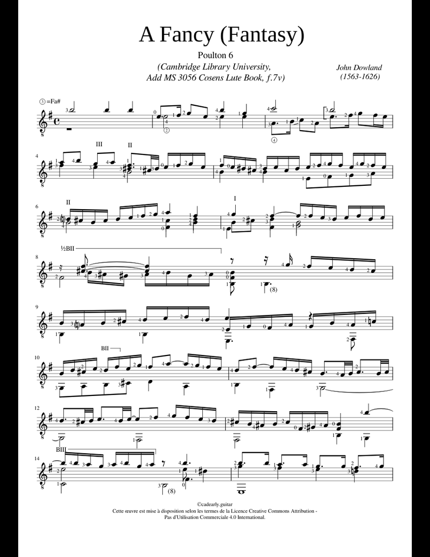 Dowland - A Fancy / P.6 sheet music for Guitar download free in PDF or MIDI