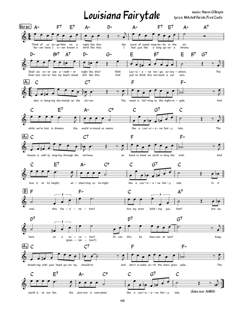 Louisiana Fairytale sheet music for Piano download free in PDF or MIDI