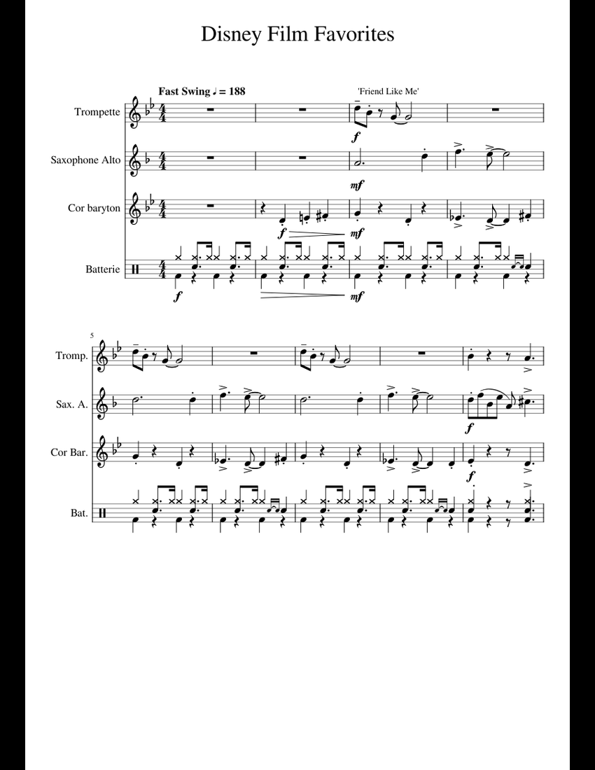 Disney_film_favorites sheet music for Trumpet, Alto Saxophone, French ...