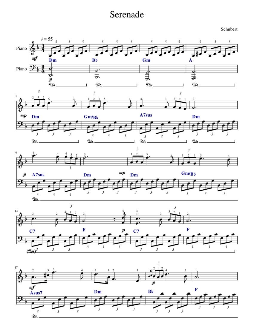 Serenade - Schubert Sheet music for Piano | Download free in PDF or MIDI | Musescore.com