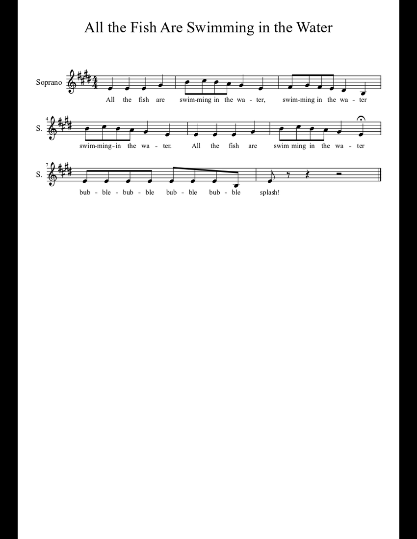 All the Fish Are Swimming in the Water sheet music download free in PDF ...