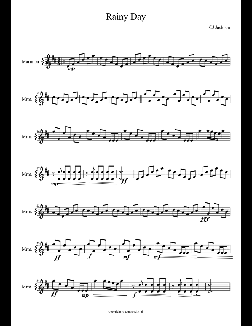 Rainy Day sheet music download free in PDF or MIDI