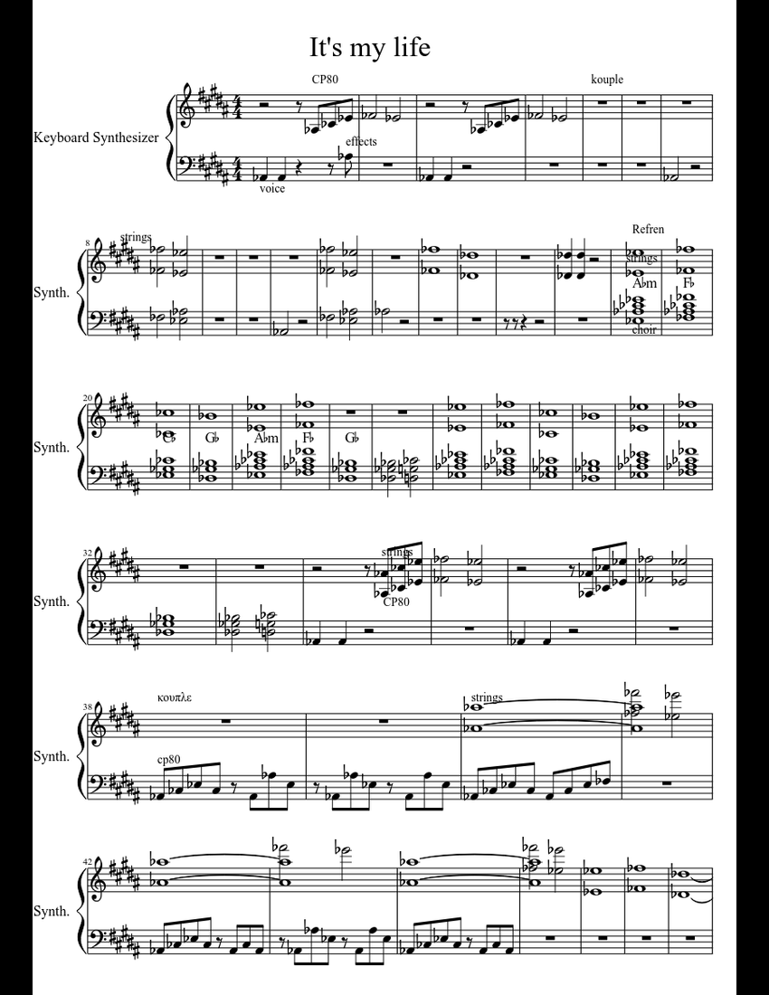 its my life sheet music download free in PDF or MIDI