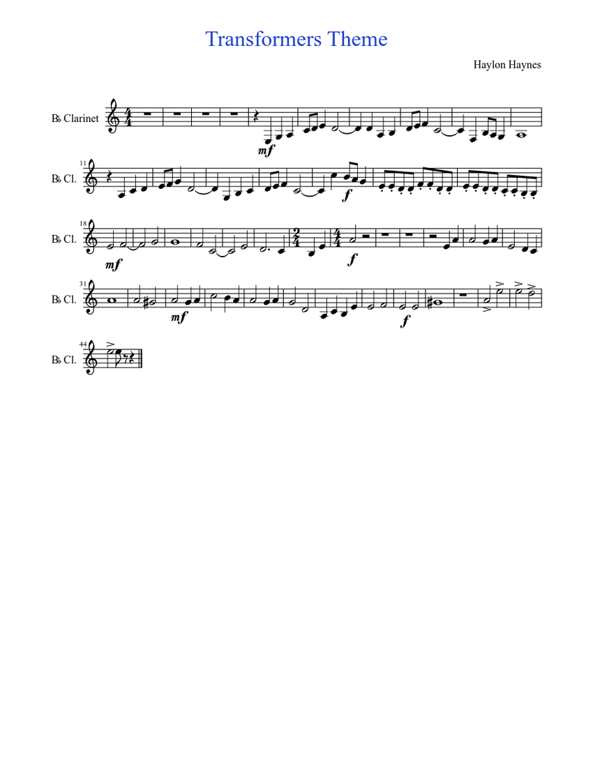 Theme From Transformers Sheet music | Download free in PDF or MIDI | Musescore.com