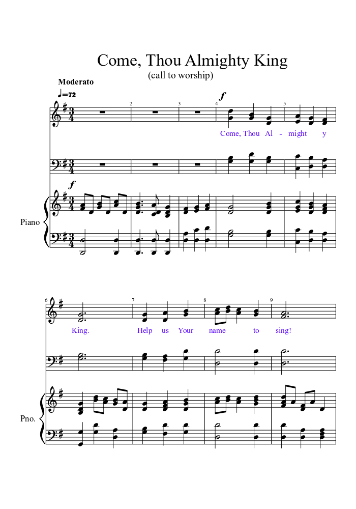 Come, Thou Almighty King Sheet music | Download free in PDF or MIDI ...