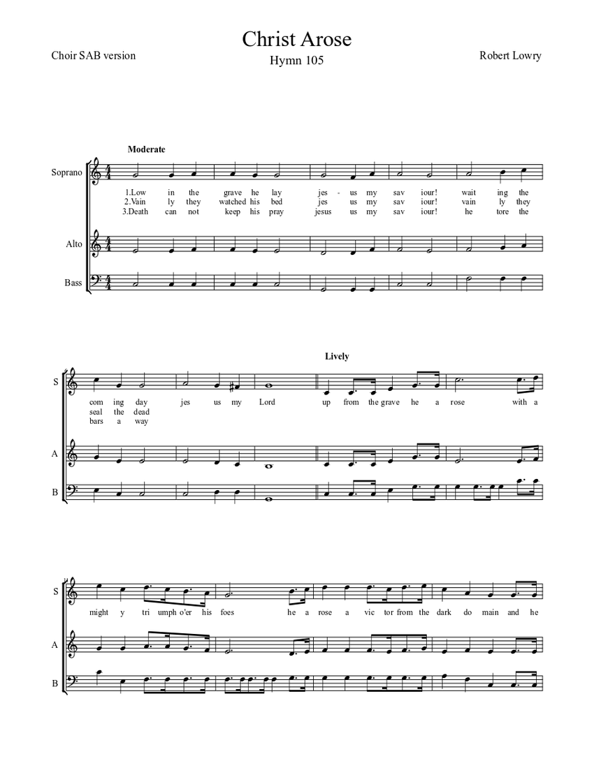 Christ Arose Sheet music | Download free in PDF or MIDI | Musescore.com