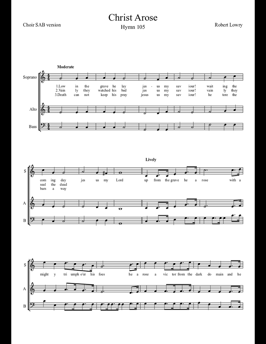 Christ Arose sheet music download free in PDF or MIDI