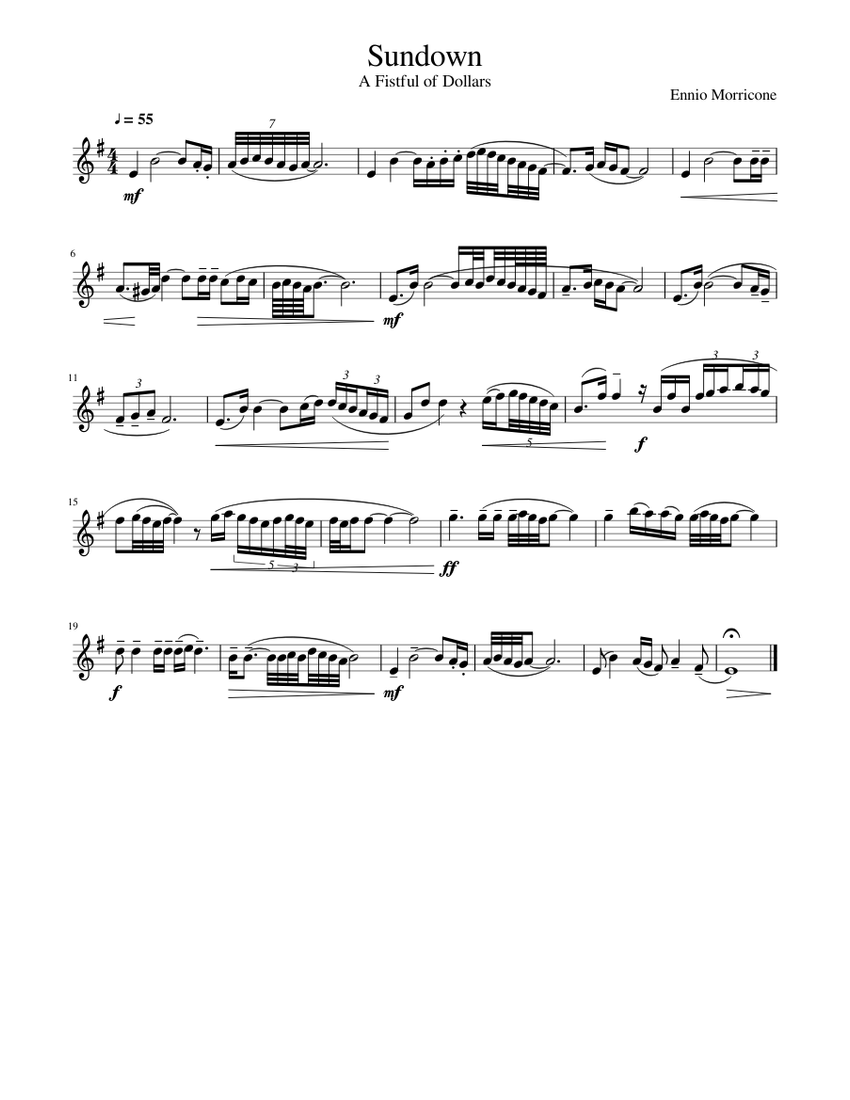 Sundown - A Fistful of Dollars - Ennio Morricone Sheet music for ...