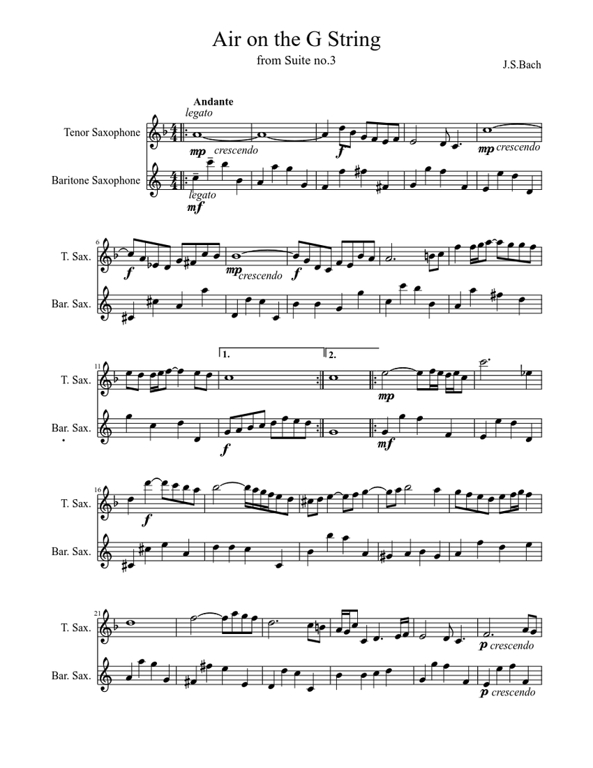 Air on the G String Sheet music | Download free in PDF or MIDI ...