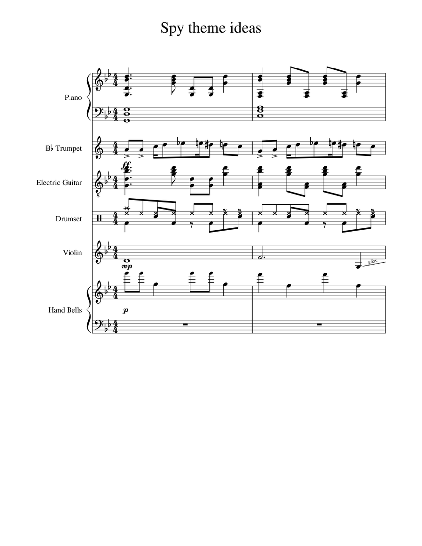 Spy theme ideas Sheet music for Piano, Trumpet (In B Flat), Violin ...