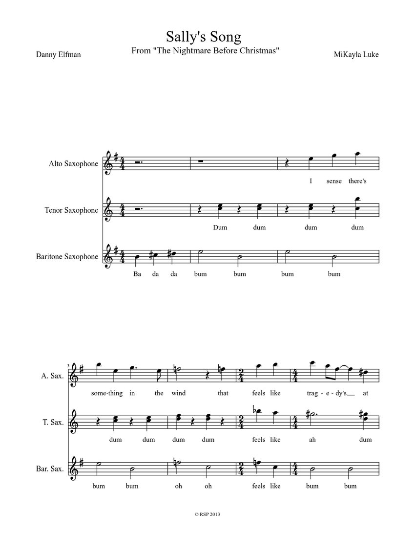 Sally's Song Sheet music | Musescore.com