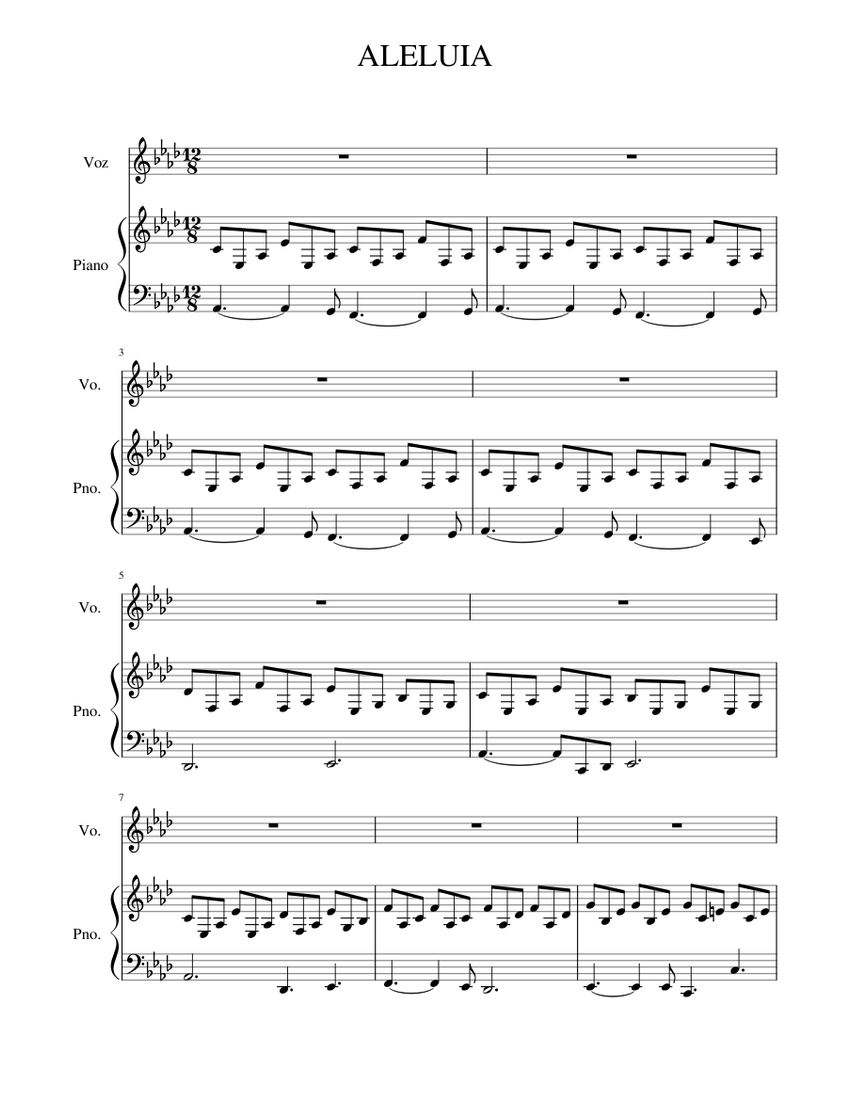 ALELUIA Sheet music for Piano, Vocals (Piano-Voice) | Musescore.com