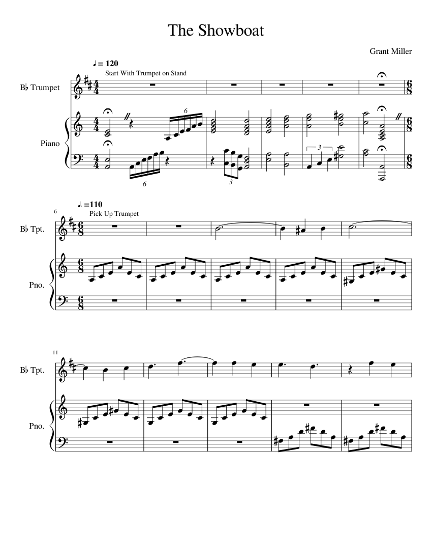 The Showboat sheet music for Piano, Trumpet download free in PDF or MIDI