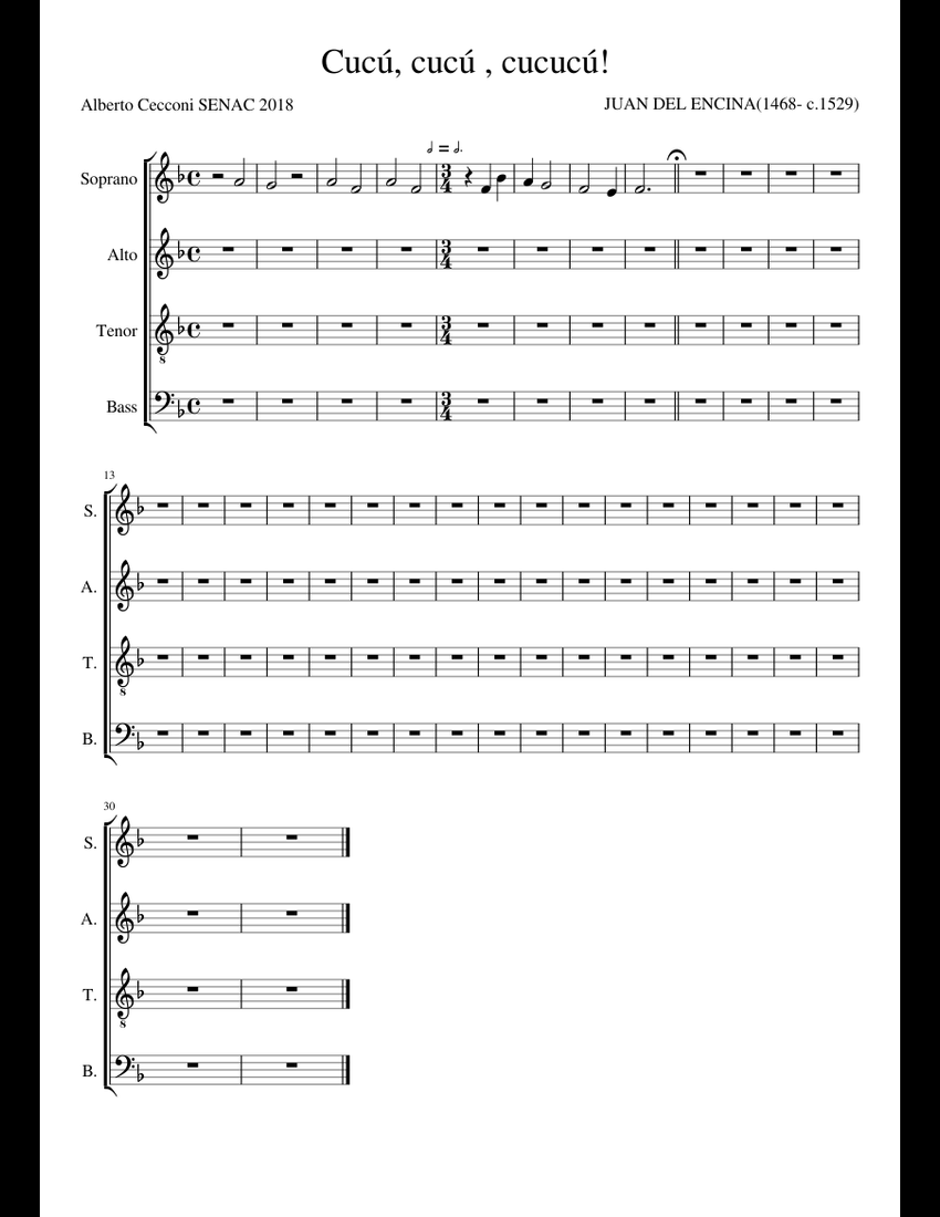 Cuc cuc cucuc sheet music for Voice download free in PDF or MIDI
