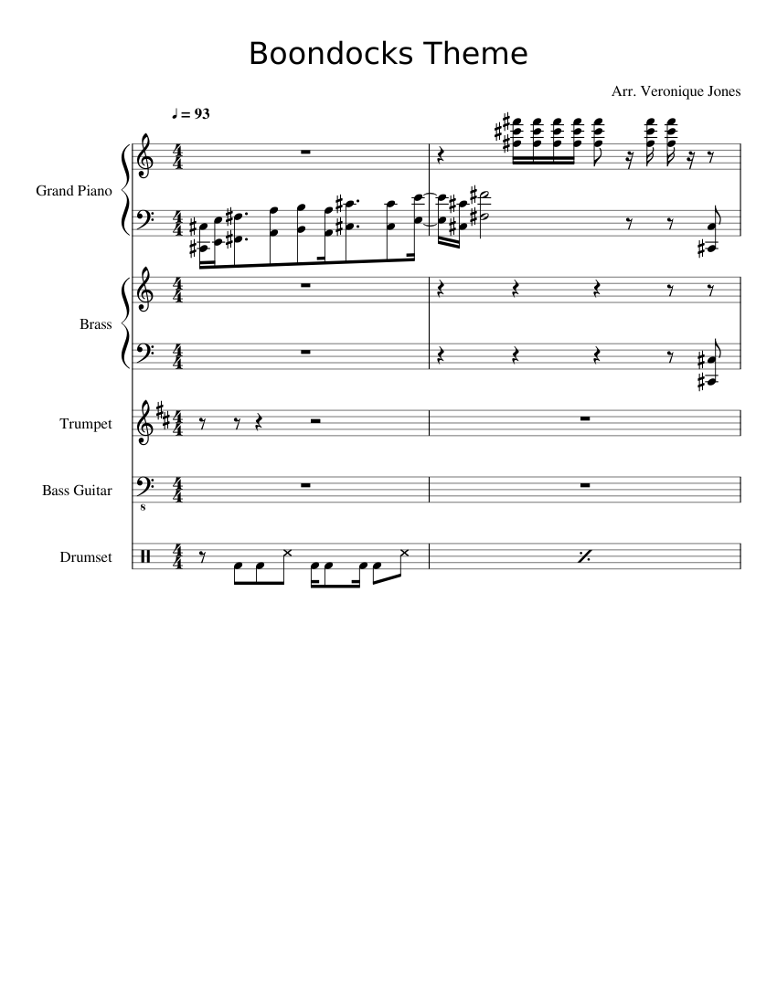 Boondocks Theme Sheet music for Piano, Brass Ensemble, Trumpet, Bass ...