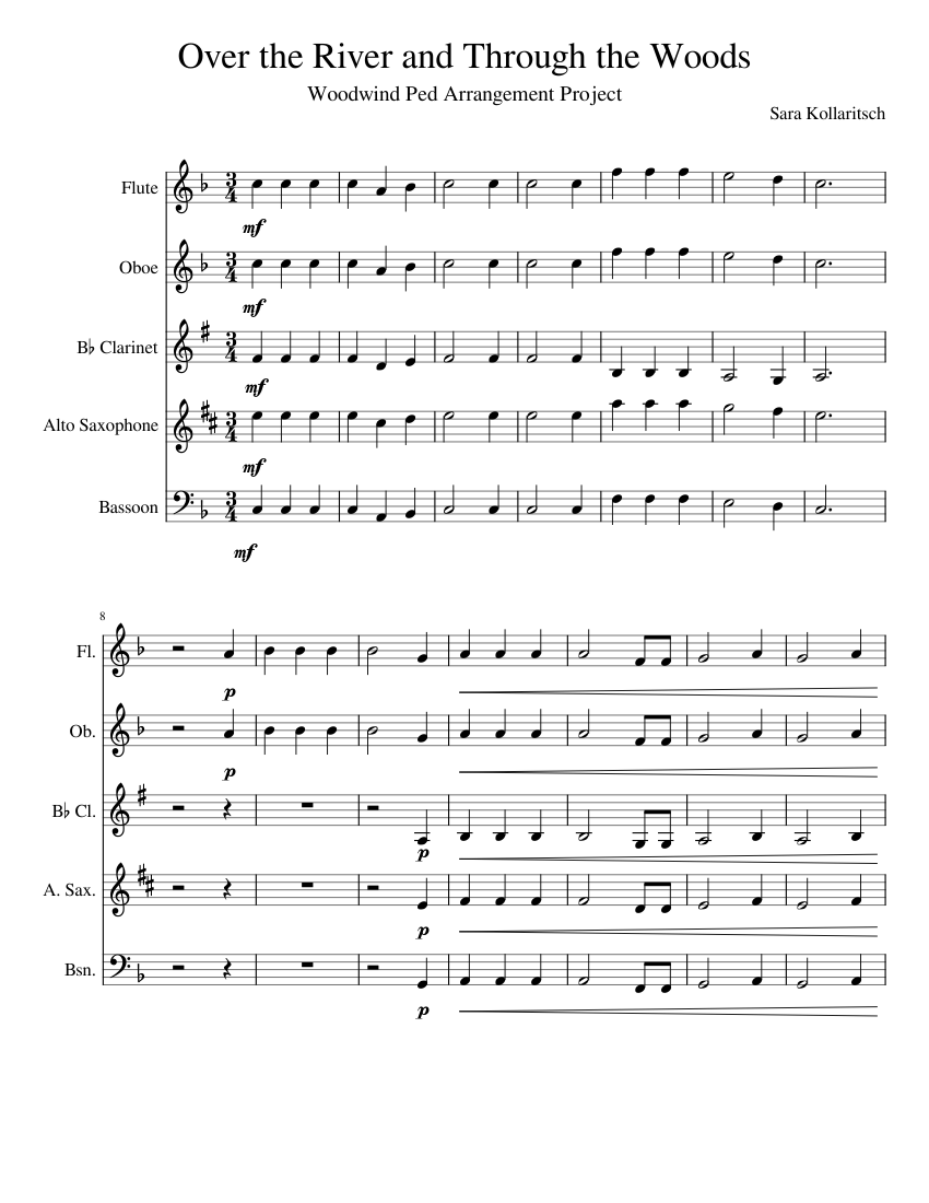 Over_the_River_and_Through_the_Woods Sheet music for Flute, Clarinet ...