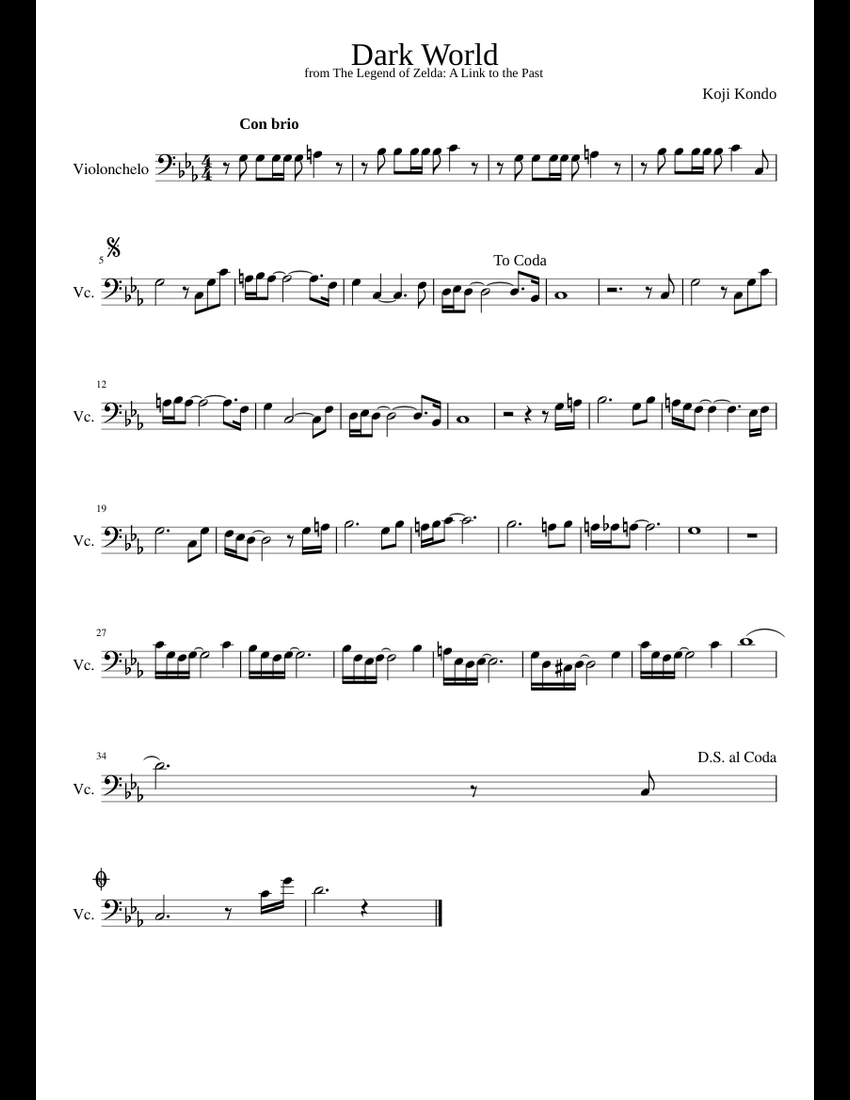 Dark World cello sheet music for Cello download free in PDF or MIDI