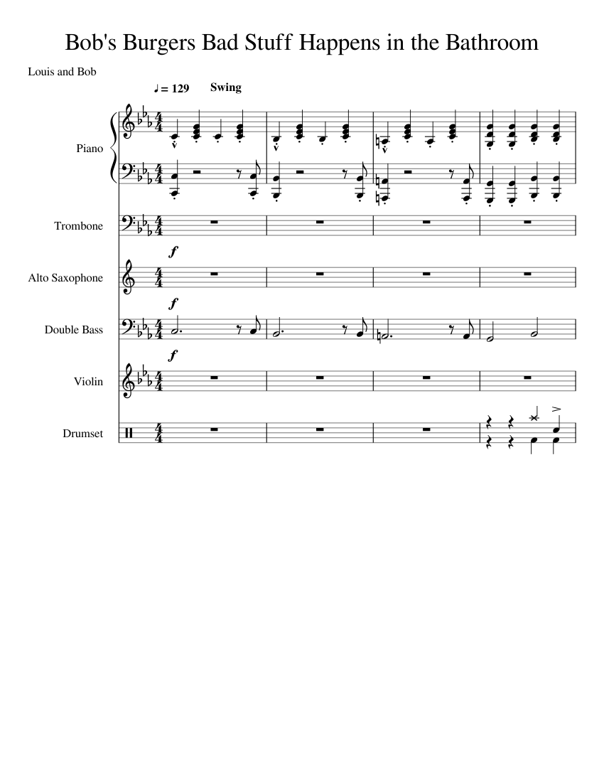 Bob's Burgers Bad Stuff Happens in the Bathroom sheet music for Piano ...