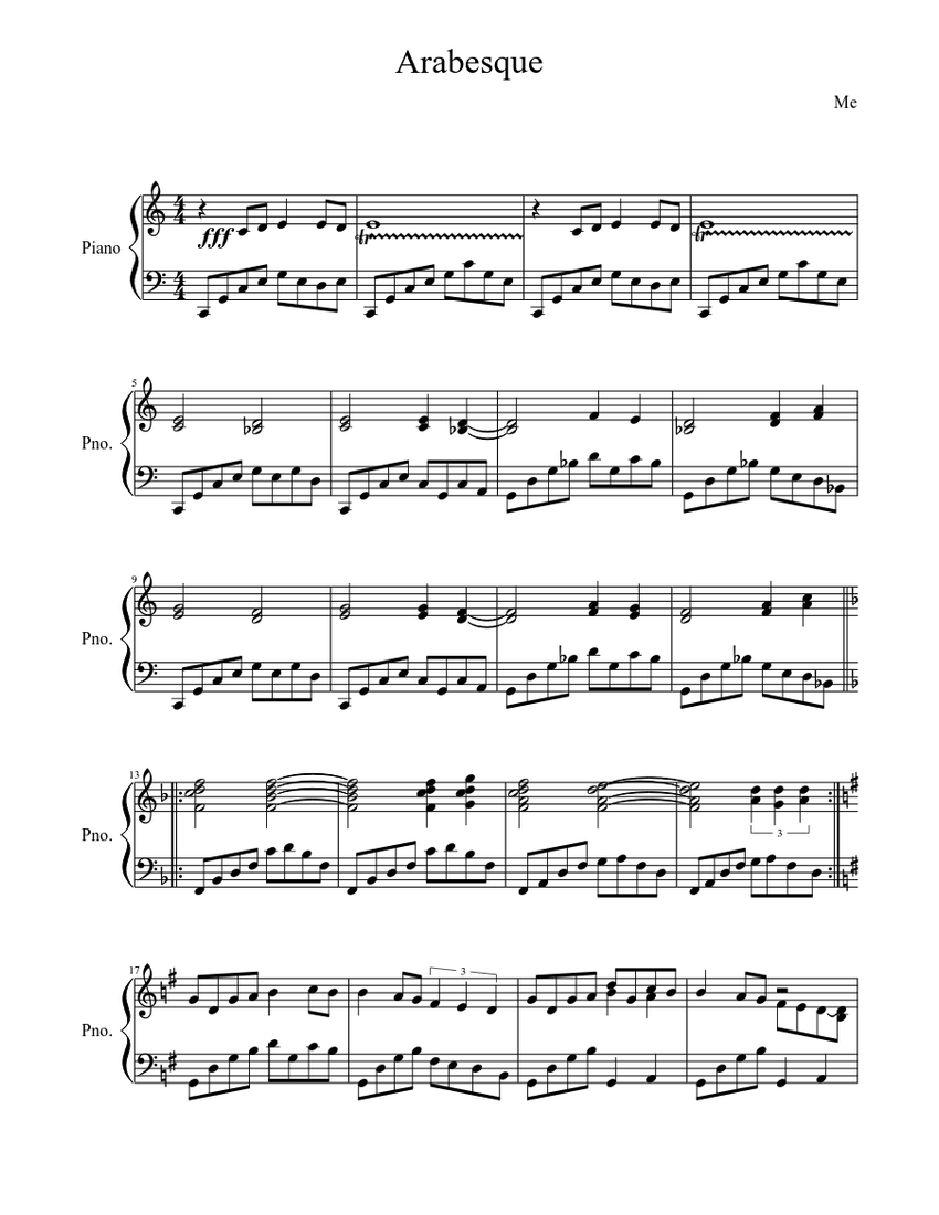 Arabesque 1 Sheet music for Piano (Solo) | Musescore.com