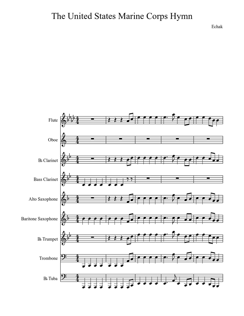 The United States Marine Corps Hymn Sheet music | Download free in PDF ...