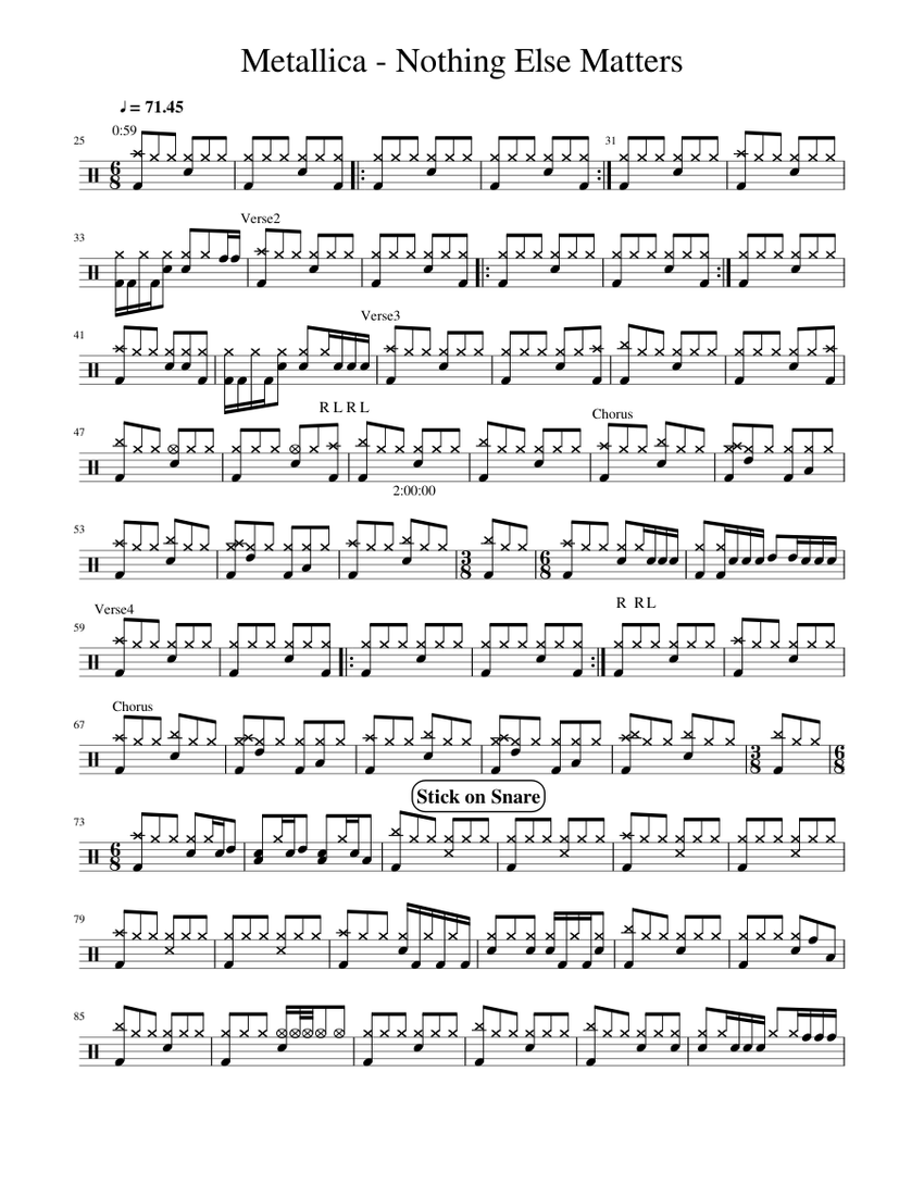 Metallica Nothing Else Matters Sheet music for Percussion | Download ...