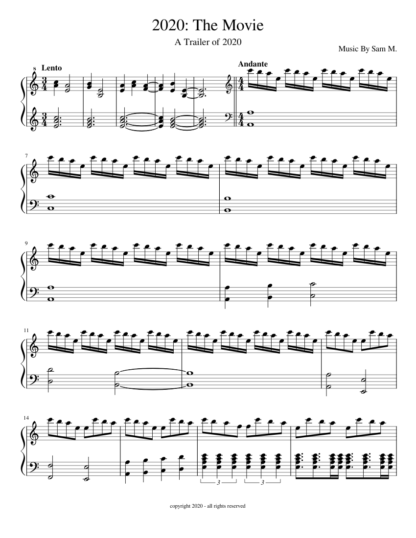 2020: The Movie Sheet music for Piano (Solo) | Musescore.com