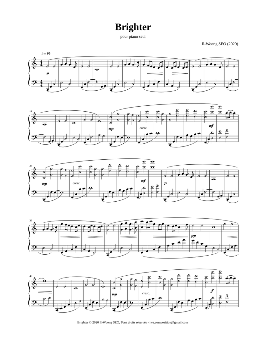Brighter Sheet music for Piano (Solo) | Musescore.com