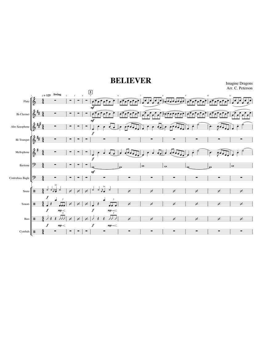 BELIEVER - Imagine Dragons [Marching Band] [UPDATED] Sheet music for ...
