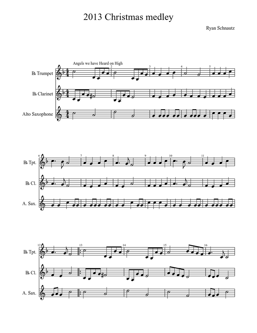 Christmas Medley Sheet music for Trumpet, Clarinet (Mixed Duet ...