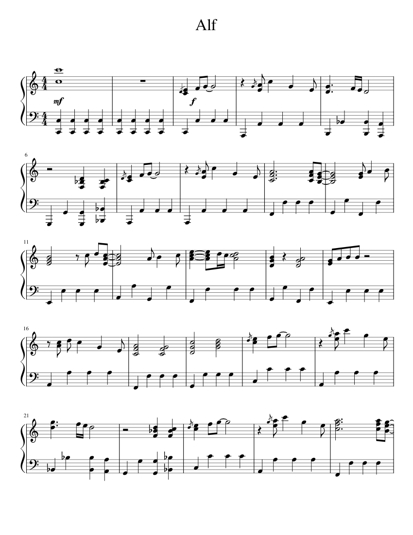 Alf Sheet music for Piano (Solo) | Musescore.com