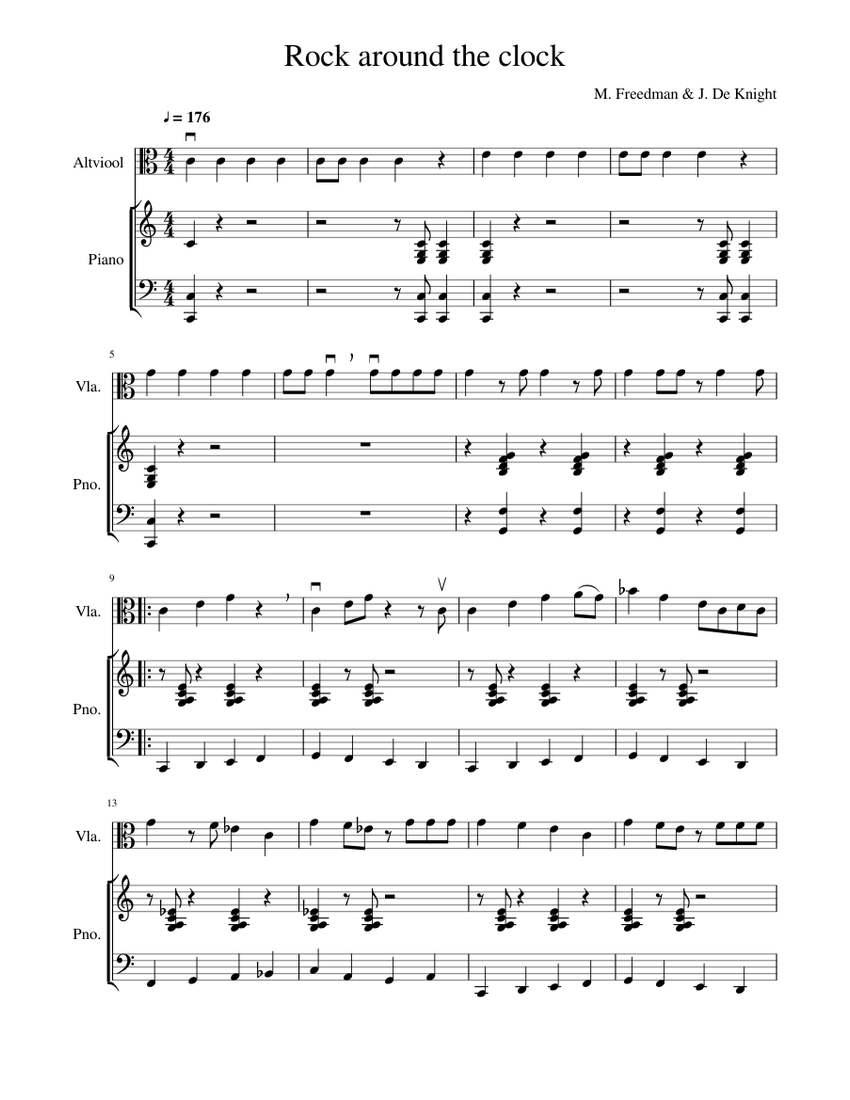 Rock around the clock met altviool Sheet music for Piano, Viola ...