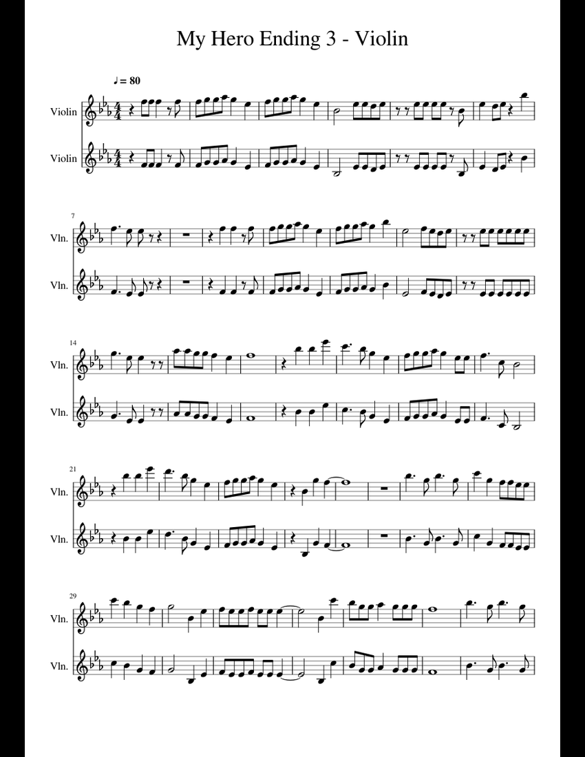 My Hero Ending 3 - Violin sheet music for Violin download free in PDF ...