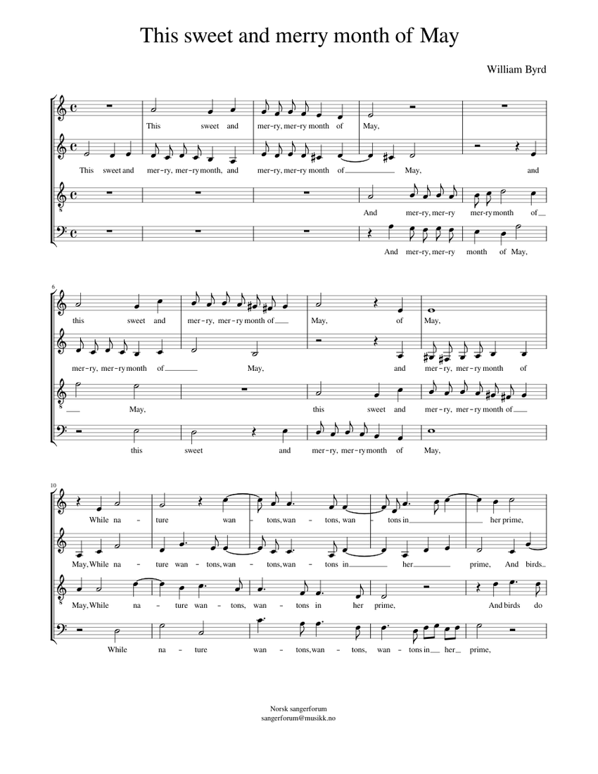 This sweet and merry month of May Sheet music for Soprano, Tenor, Alto ...