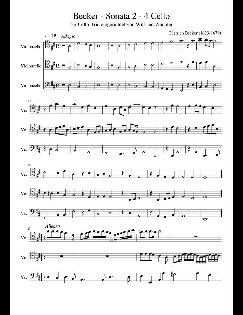 Becker - Sonata 2- 4 Cello sheet music for Cello download free in PDF ...