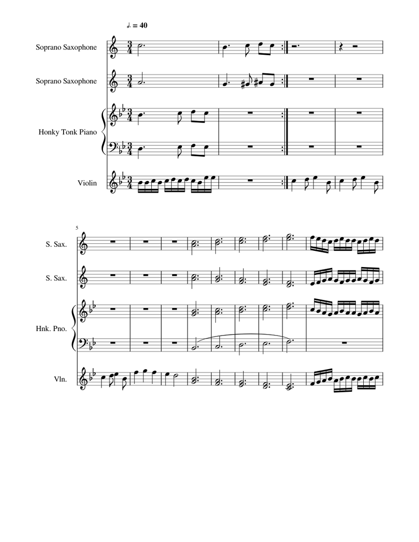 Jazz Groove Sheet music for Violin, Saxophone (Soprano), Piano (Mixed ...