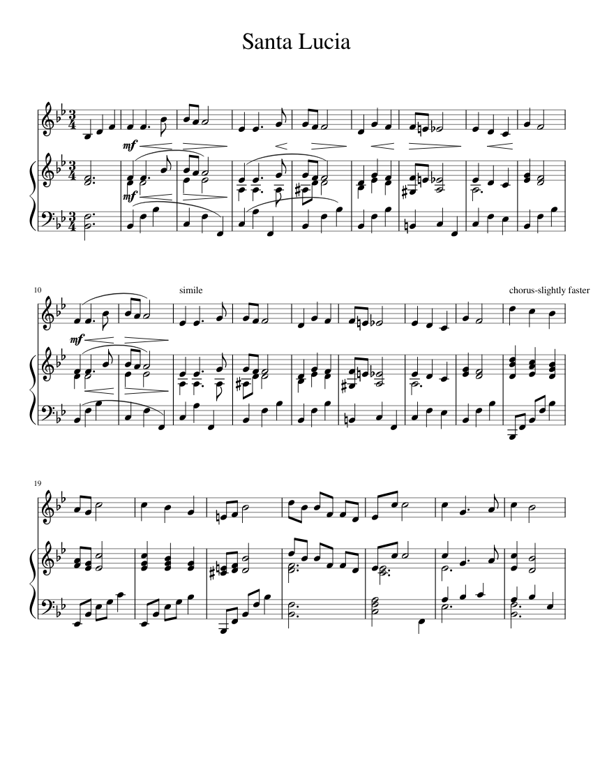 Santa Lucia Sheet music for Piano, Vocals (Piano-Voice) | Musescore.com