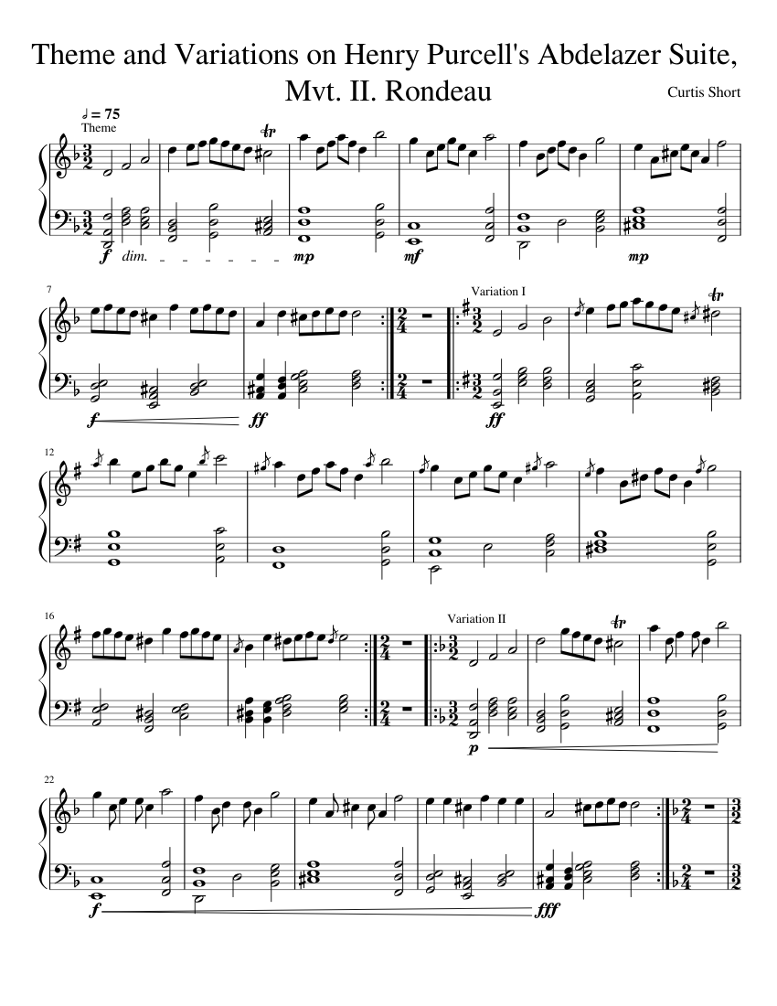 Theme and Variations on Henry Purcell's Abdelazer Suite, Mvt. II ...